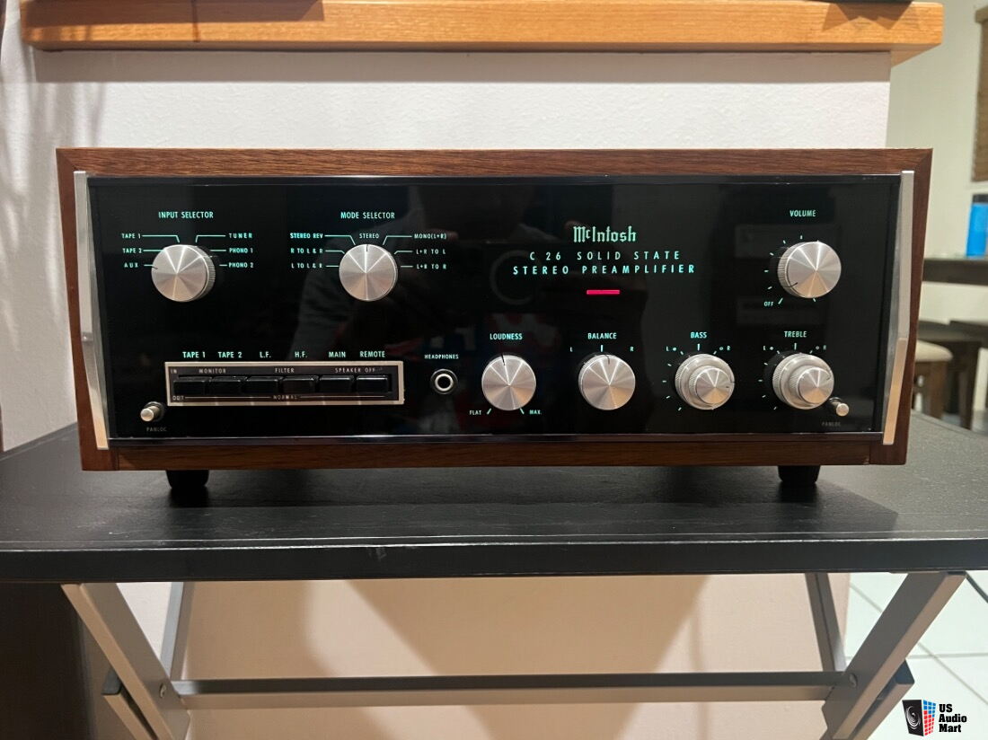 McIntosh C-26 Preamplifier, recently fully recapped, wood case ...