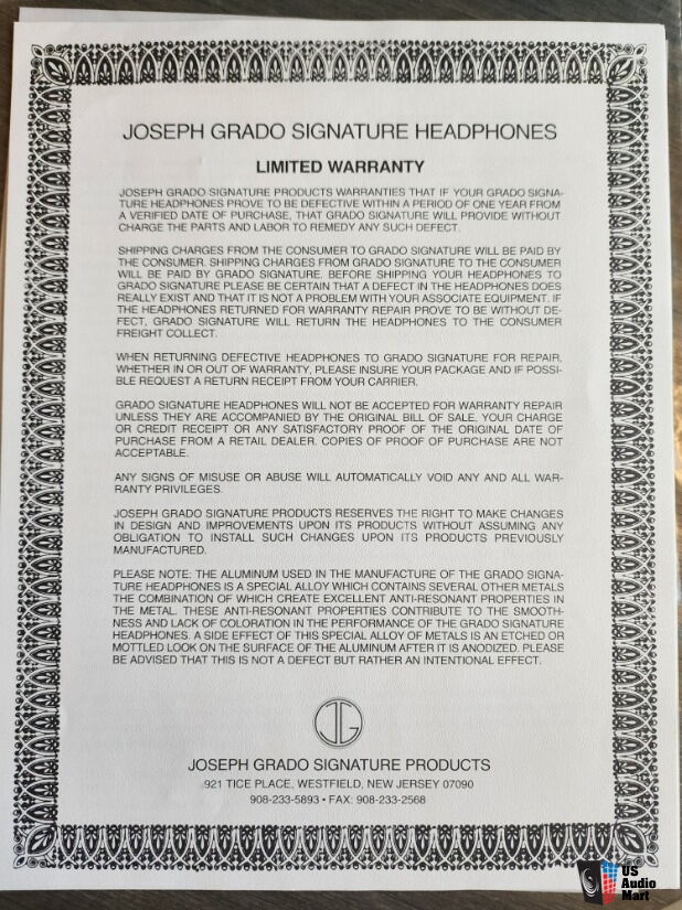 Joseph Grado Signature Products HP 1000 HP1 Headphones Photo #5894261 ...