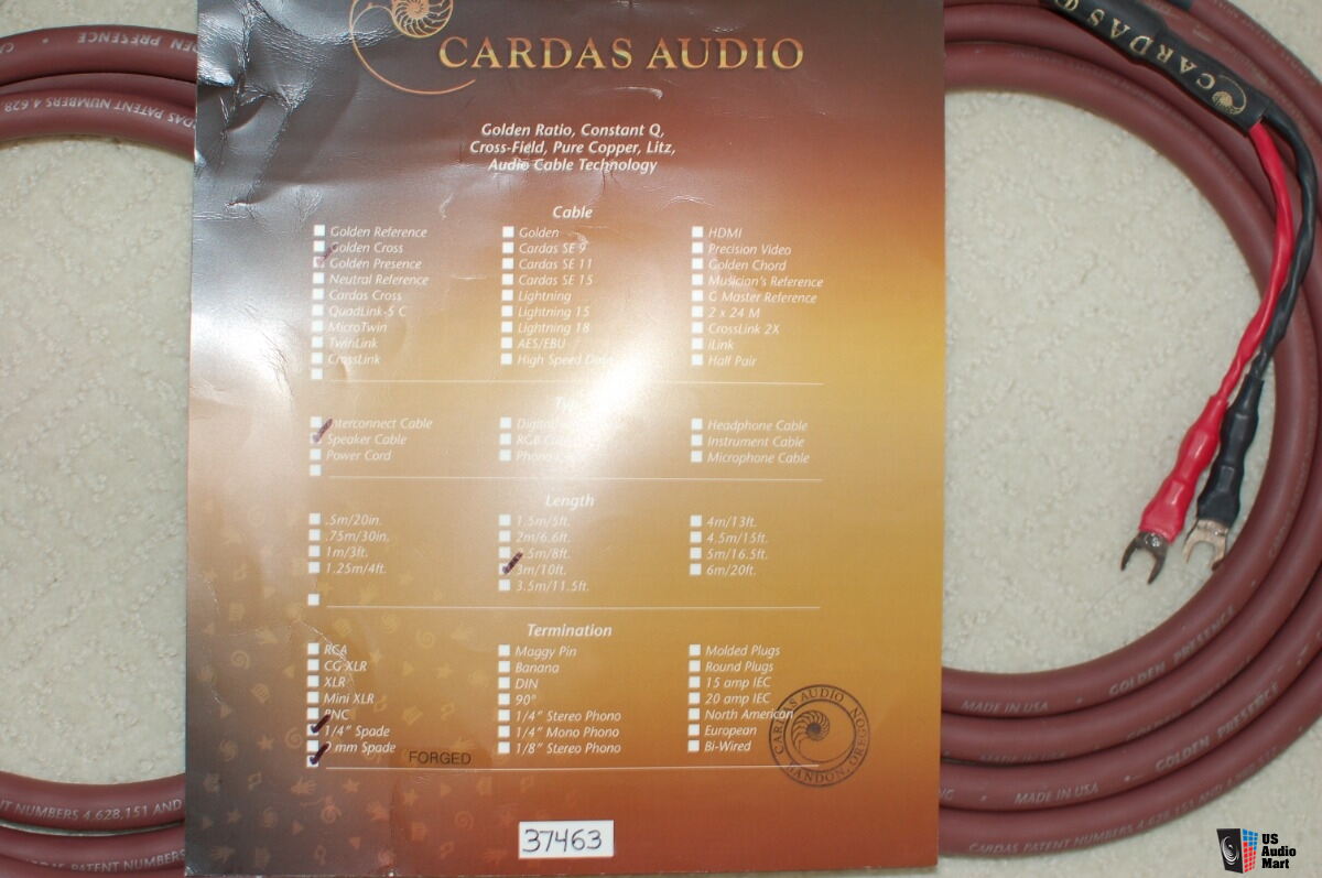 Cardas Audio Golden Presence Speaker cable 3M pair -- spade/spade Photo ...