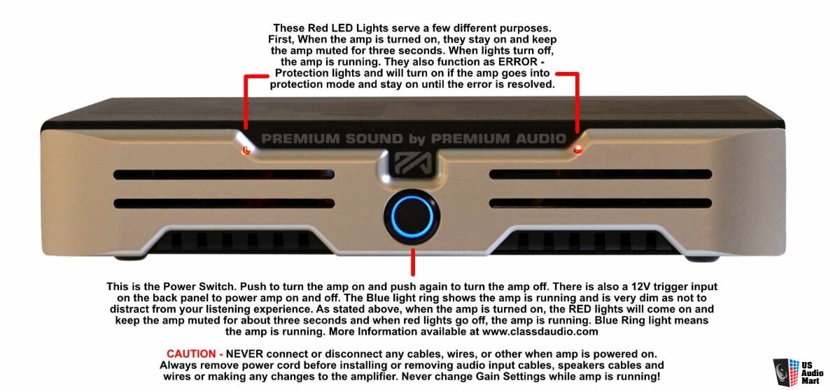 Premium GaN 6.5 2-Channel Audio Power Amplifier-Black Front Photo ...
