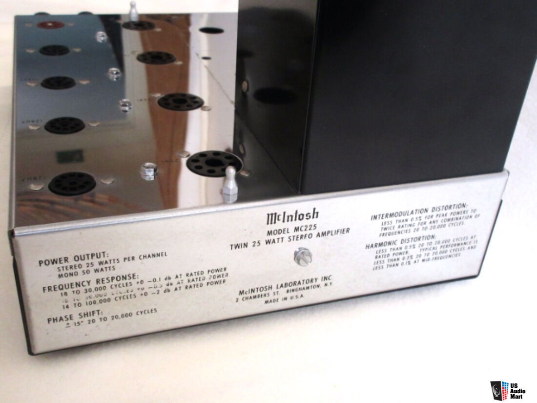 McIntosh MC225 vintage tube amplifier tested working clean but NEEDS ...