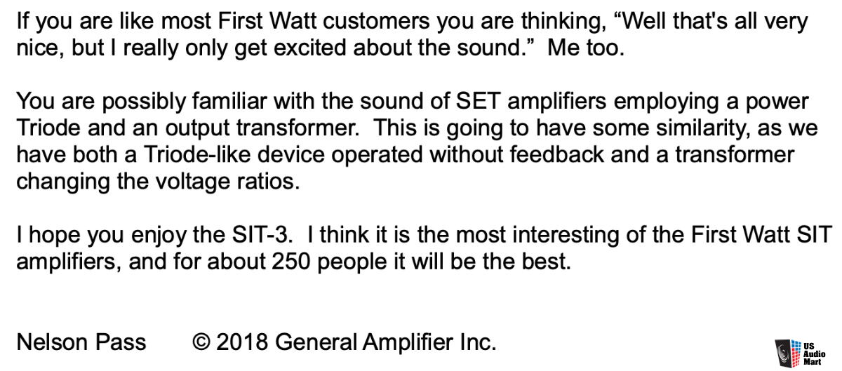 First Watt SIT-3 amplifier - Late Build / Shipping Included Photo ...