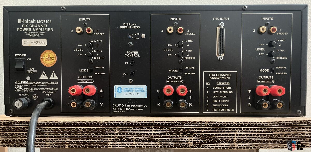 McIntosh MC7106 6 Channel 100-Watt Stereo Solid State Power Amplifier ...