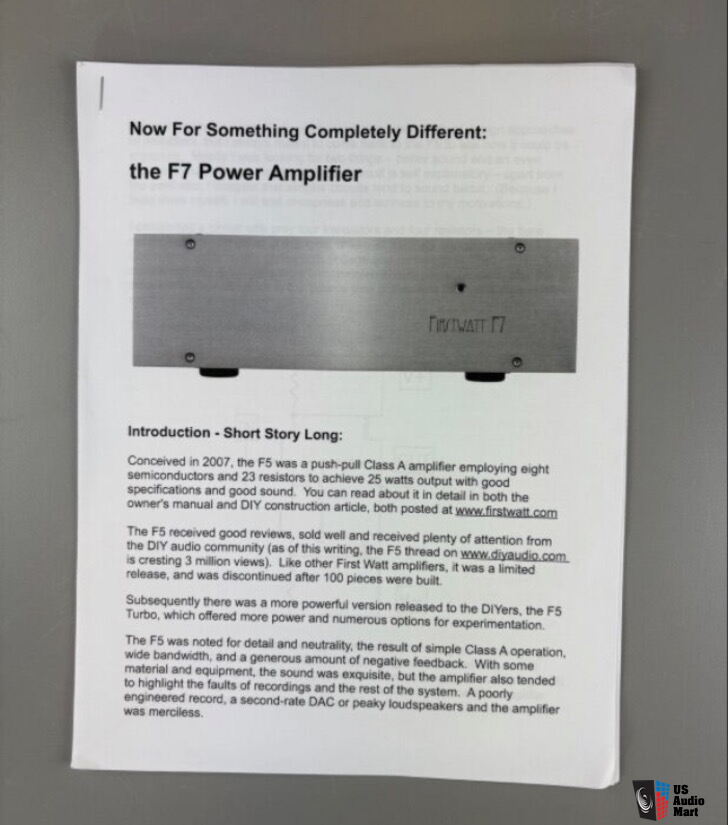 First Watt F7 Amplifier by Pass Labs Photo #5962251 - US Audio Mart