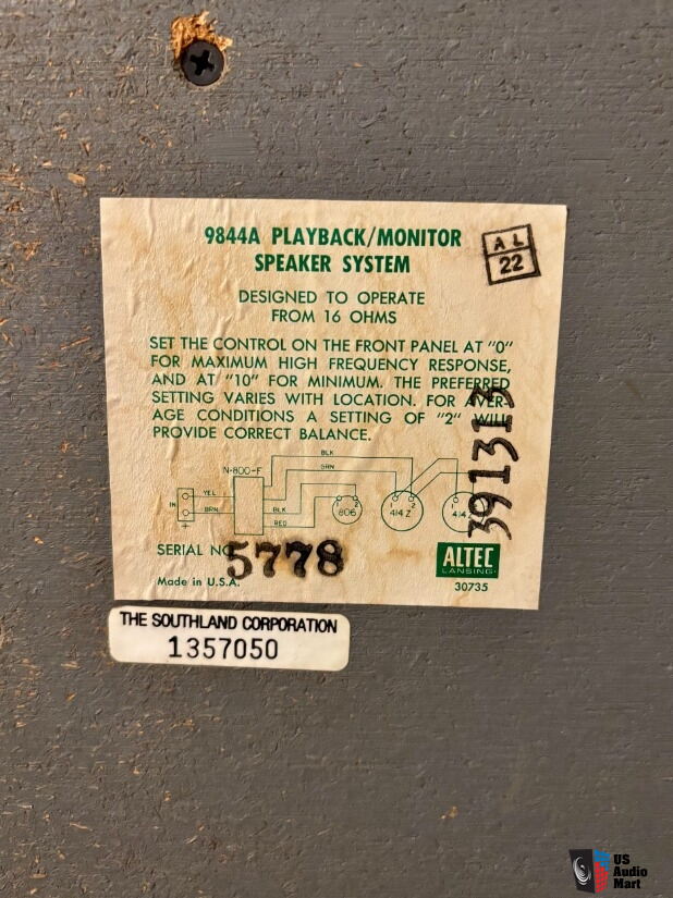 Altec Lansing 9844A Studio Monitor Speaker System (PAIR) Photo #5988915 ...