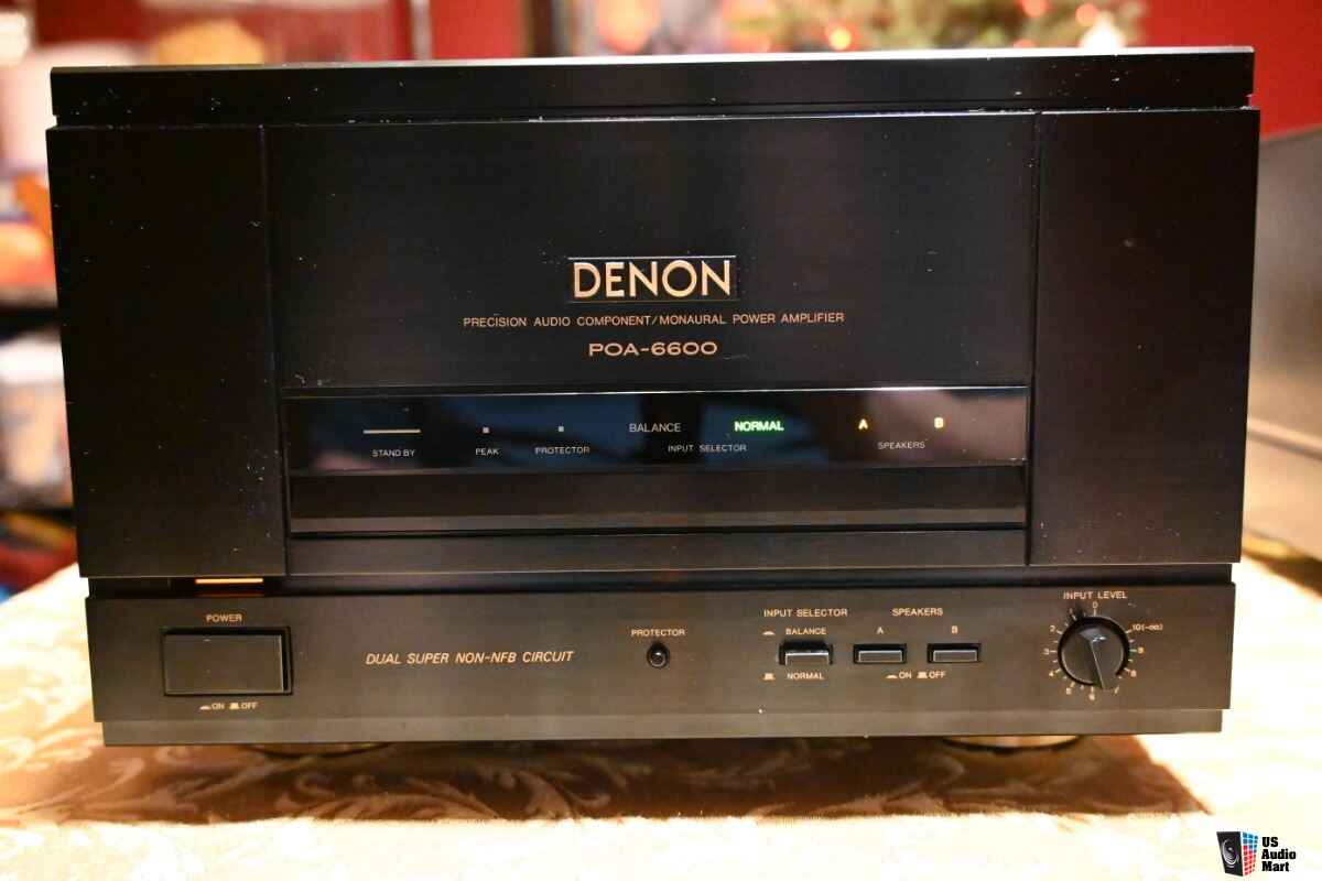 A pair of Denon POA-6600 monoblock power amplifiers, RCA and XLR inputs ...