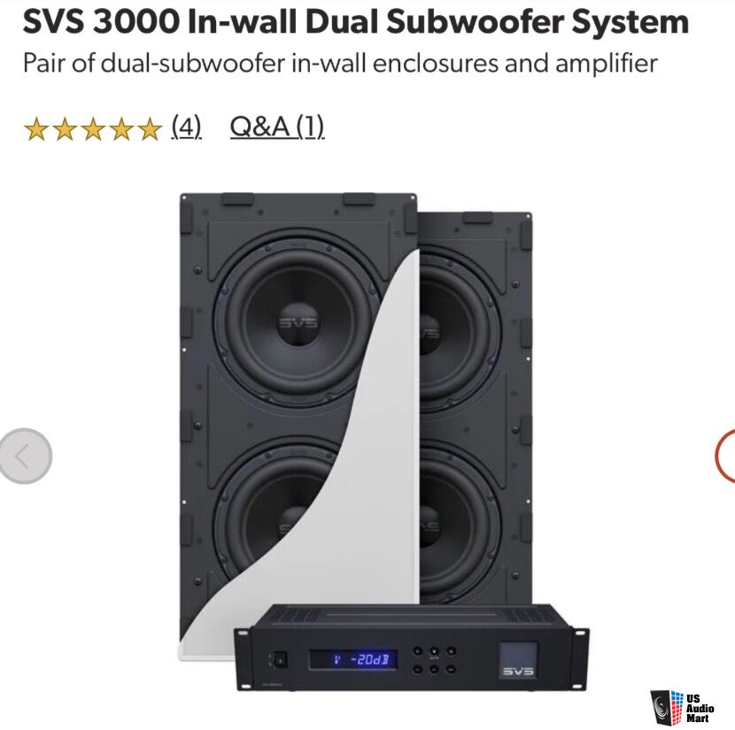 SVS 3000 series in wall subwoofers. Two subs plus amp open box Photo ...