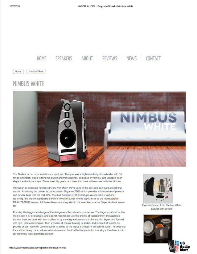 Vapor Nimbus White Loudspeakers (pair) Photo #6029300 - US Audio Mart