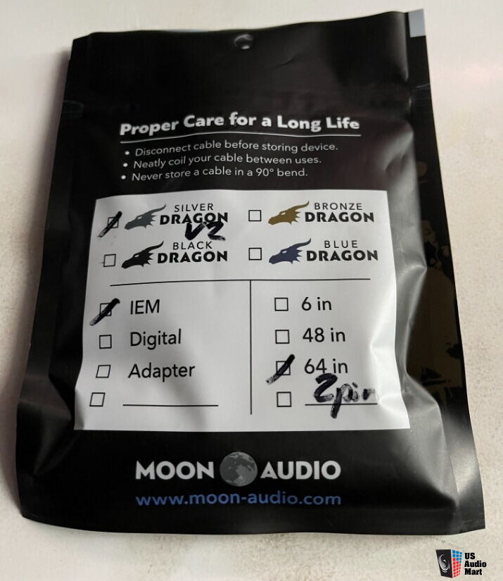 Moon Audio Silver Dragon V2 64inch 2pin 4.4mm Cable Photo #6044919 - US ...