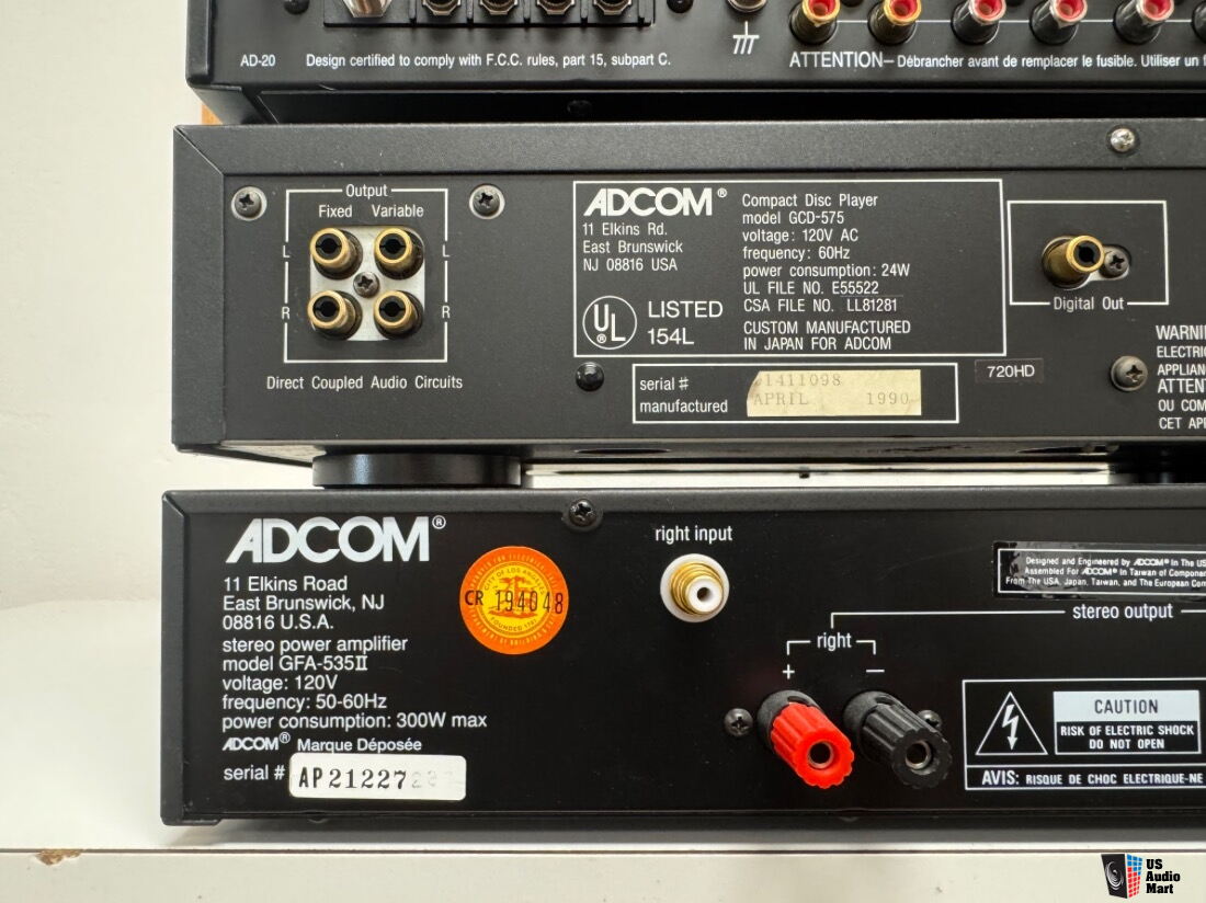 Complete Adcom system: GTP-500 II, GFA-535 II, GCD-575, ACE-515, $1,630 ...