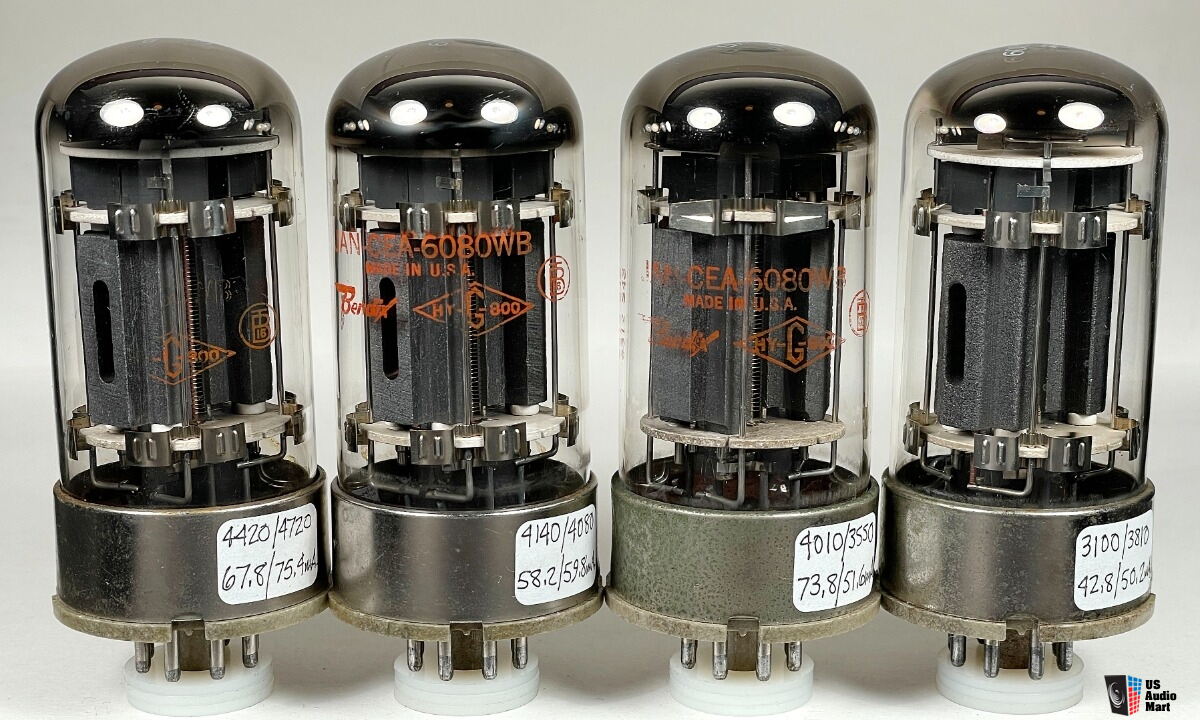 4 Bendix JAN CEA 6080WB Graphite Plate Vacuum Tubes TV7 & AT1000 tested ...