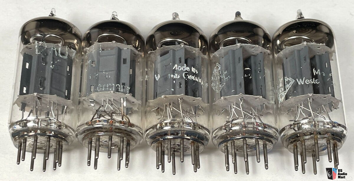 5 Telefunken ECC82 12AU7 Ribbed Plate Diamond bottom 1950's TV7 AT1000 ...