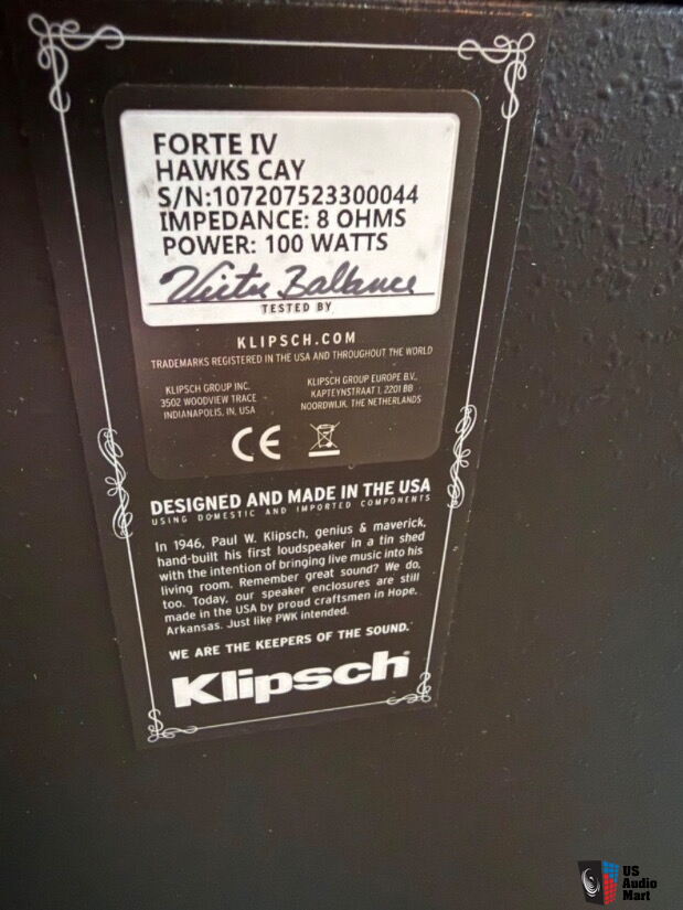 Klipsch Forte IV Speakers (Hawks Cay Edition) - Black Ash — Mint ...