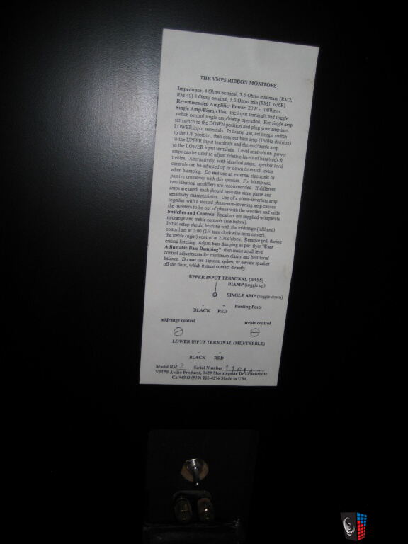 VMPS Ribbon Monitors RM2 Floorstanding Full Range Speakers (2) Photo ...