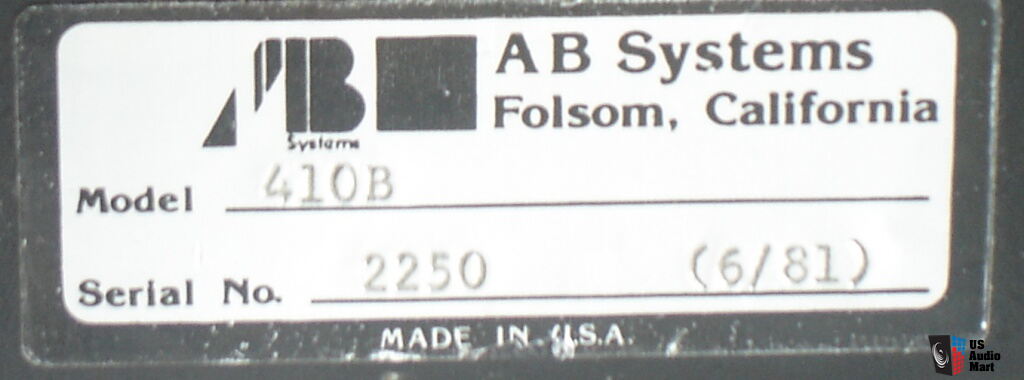 AB Systems Professional Series Two Channel Power Amplifier Model 410b ...